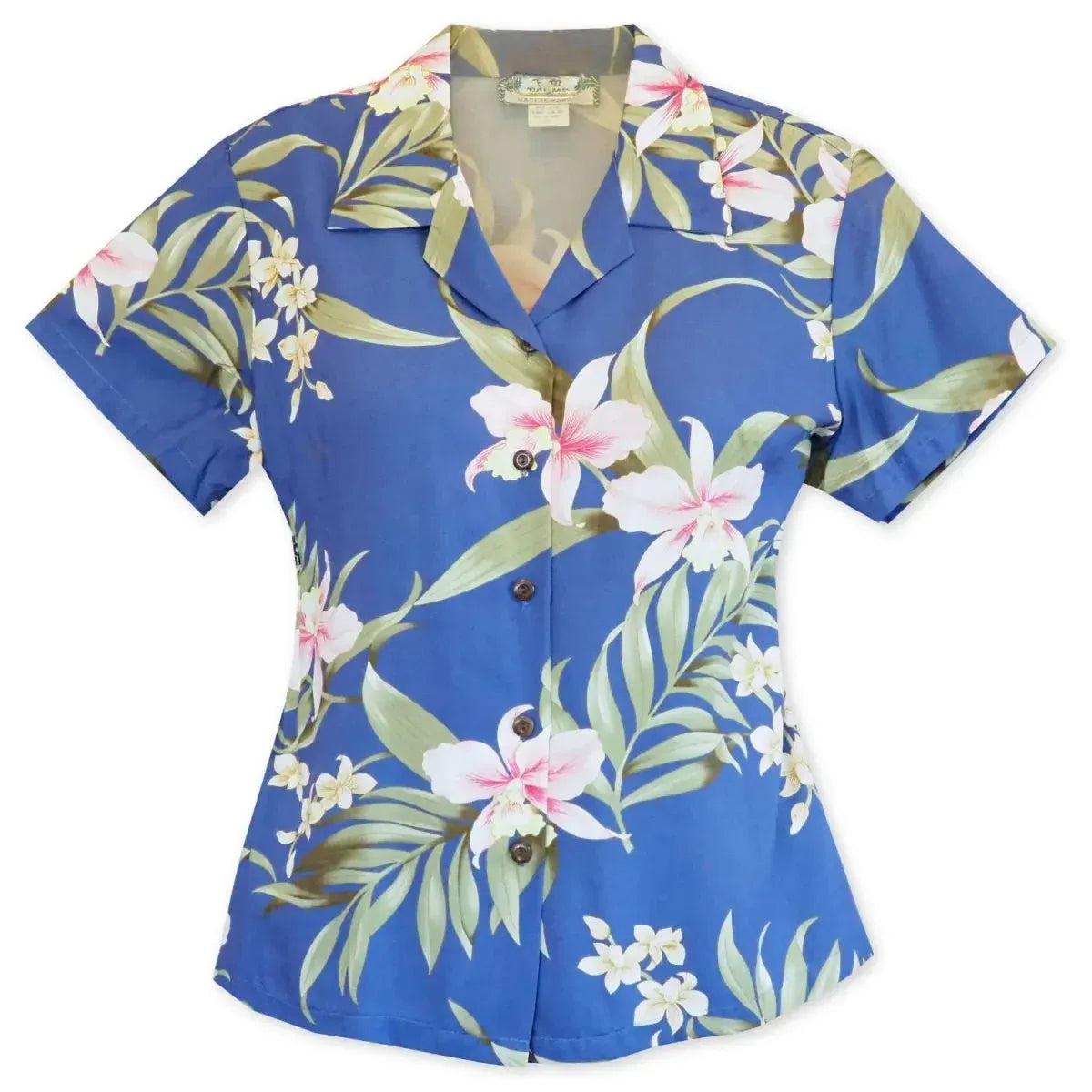 Alohaz | bamboo orchid blue hawaiian lady blouse