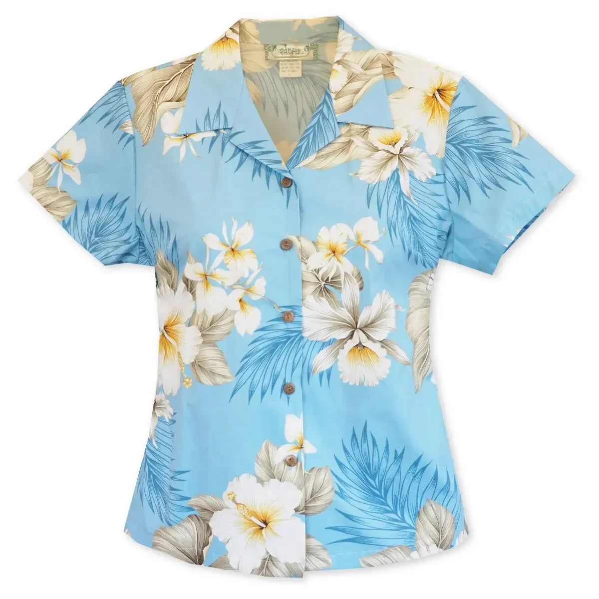 Alohaz | hibiscus joy blue hawaiian lady blouse